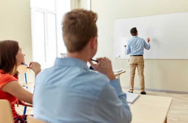 Students and Teacher Writing on School White Board Stock Image - Image ...