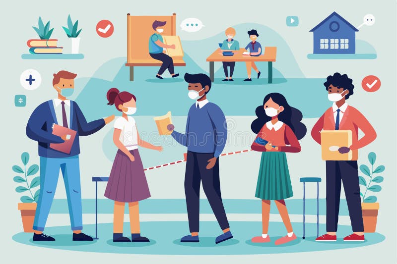 Students and Teachers Interact while Following Social Distancing ...