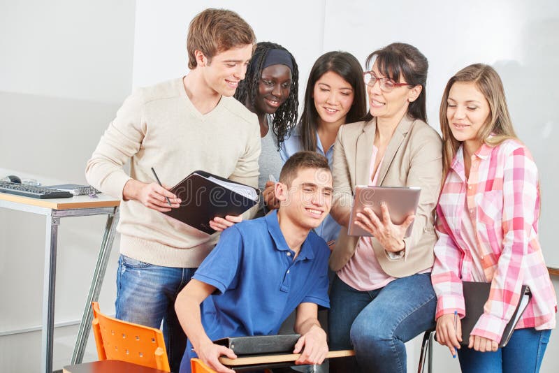 Pupil and Teacher Using Tablet Computer Stock Image - Image of team ...