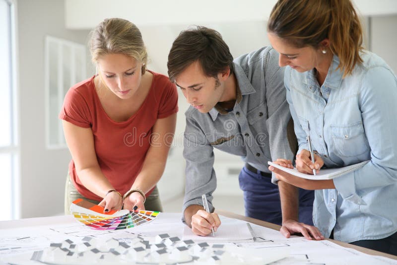 Students Teamworking on Architecture Project Stock Photo - Image of ...