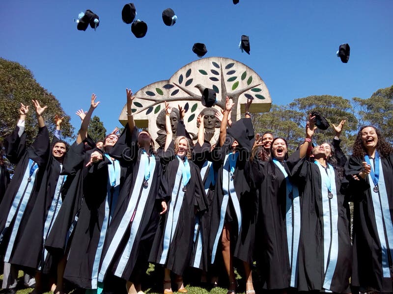 Students Throwing Graduation Hats Editorial Photo - Image of happy ...