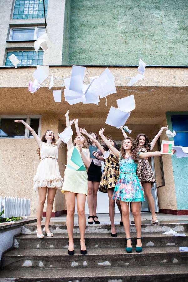 Students To Complete Academic Year Stock Image - Image of cheerful ...