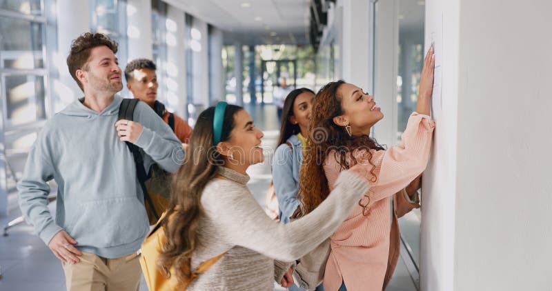 Students, University and Reading Test Results on Wall, Pass and Group ...