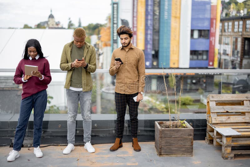 Students Use Digital Devices at University Campus Stock Image - Image ...
