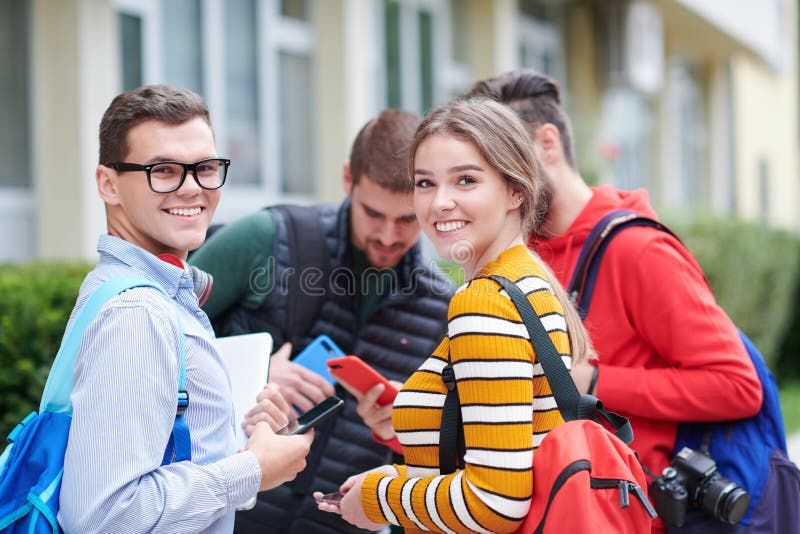 Students in Modern School Using Modrn Technology Stock Image - Image of ...