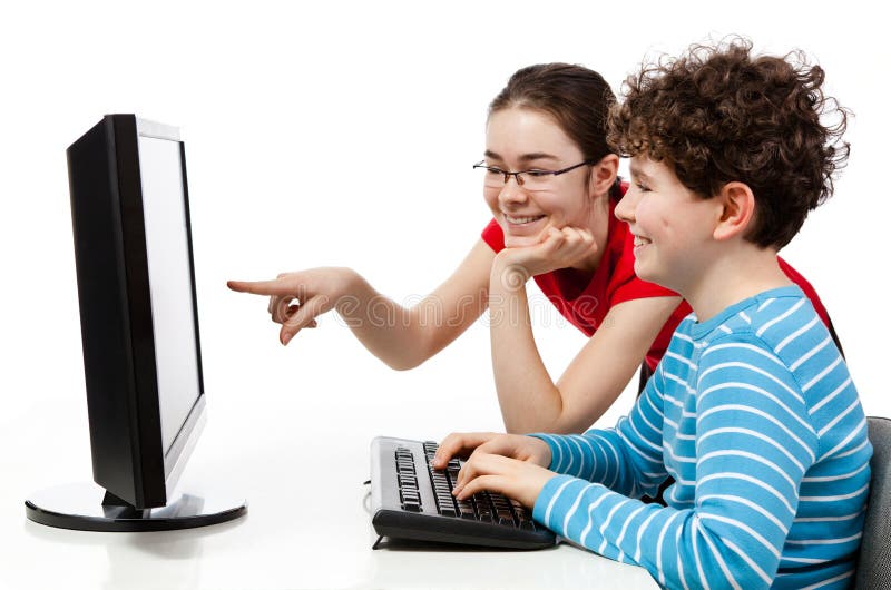 Kid using computer stock image. Image of college, computer - 9374997