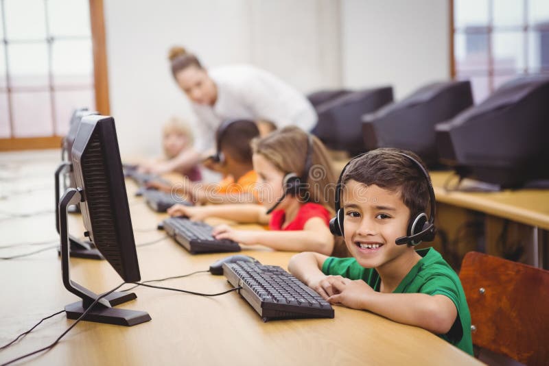 Students Using Computers in the Classroom Stock Image - Image of back ...