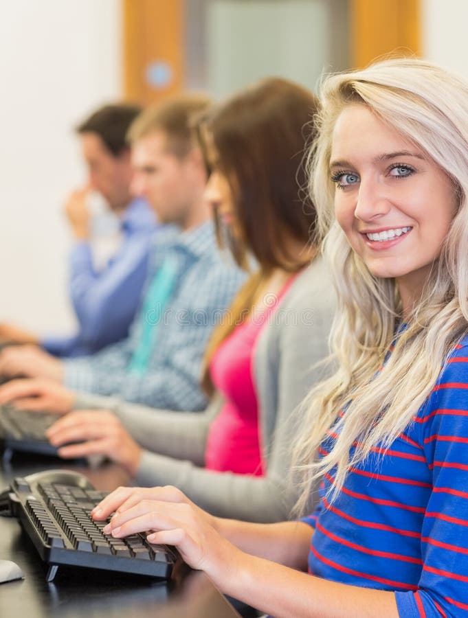 Students Using Computers in the Computer Room Stock Image - Image of ...