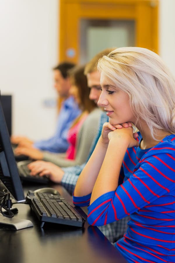 Students Using Computers in the Computer Room Stock Photo - Image of ...