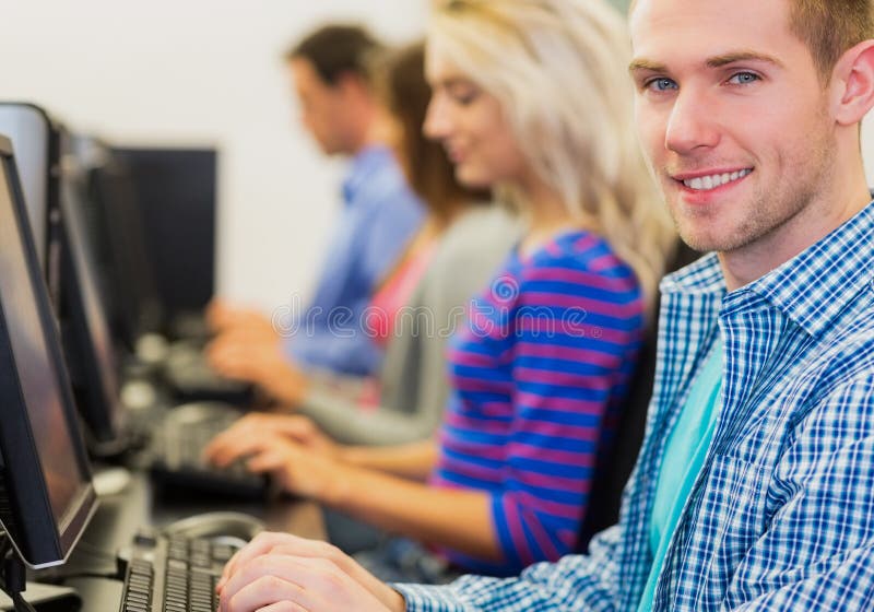 Students Using Computers in the Computer Room Stock Image - Image of ...