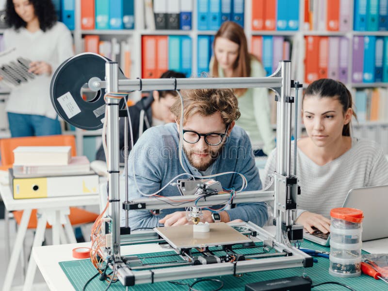 Students Using a 3D Printer Stock Photo - Image of learning, industry ...