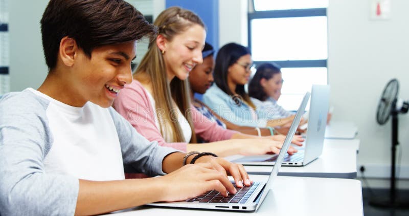 Students Using Digital Tablets in Classroom Stock Footage - Video of ...