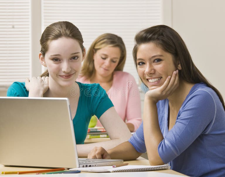 Students Using Laptops in Classroom Stock Photo - Image of technology ...