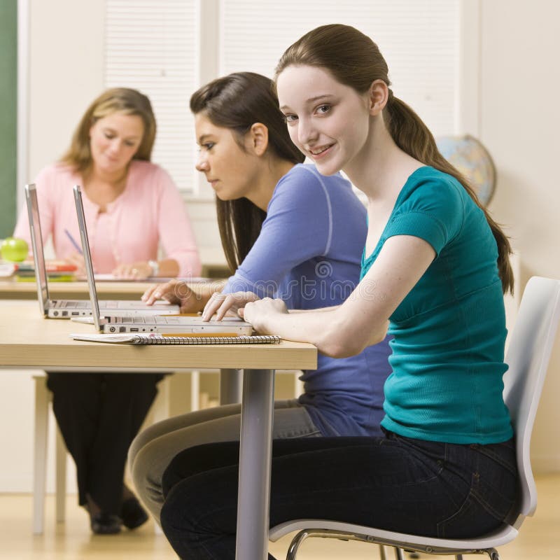 Students Using Laptops in Classroom Stock Image - Image of education ...