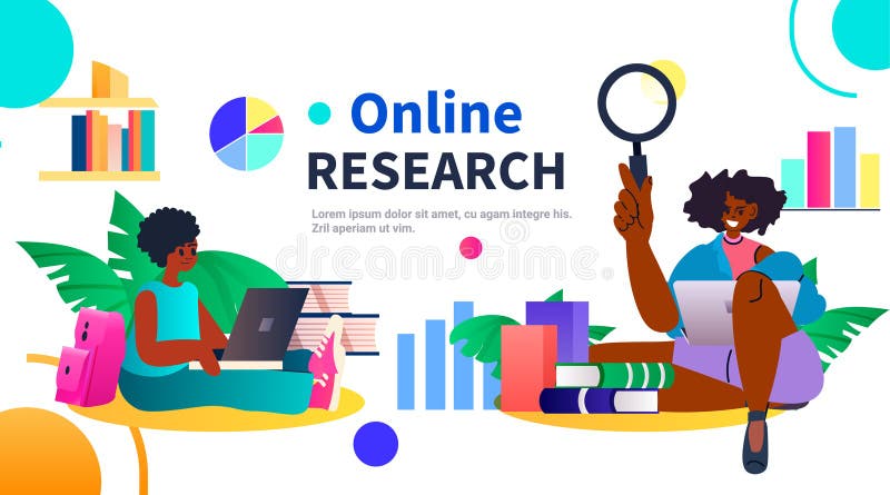 Research E Learning Distance Education Concept Horizontal Copy Space Vector Illustration Stock ...