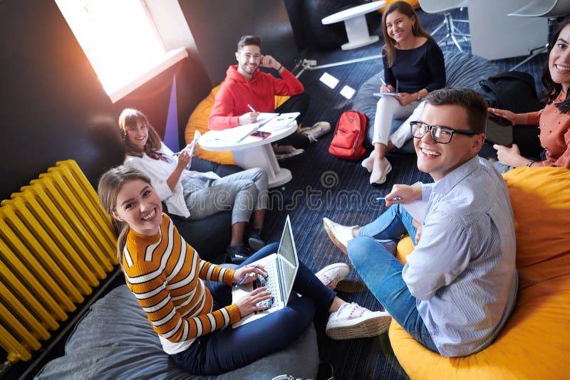 Students Using Modern Technology for School Project Stock Photo - Image ...