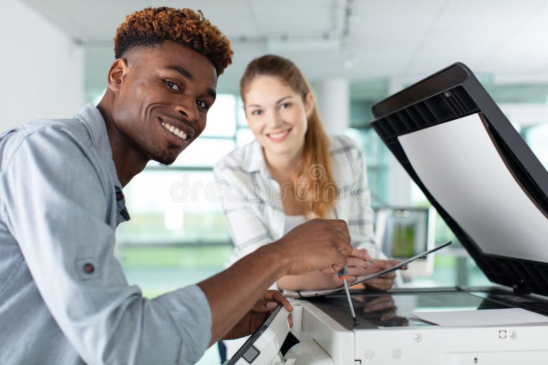 Students Using Xerox Photocopier in Library at School Stock Photo ...