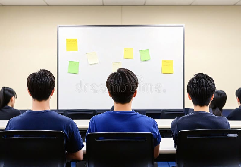 Students Viewing Presentation Board Back View High Quality Image Stock ...