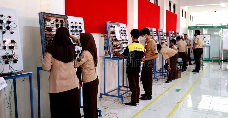 Students in Vocational Schools are Practicing Electrical Installation ...
