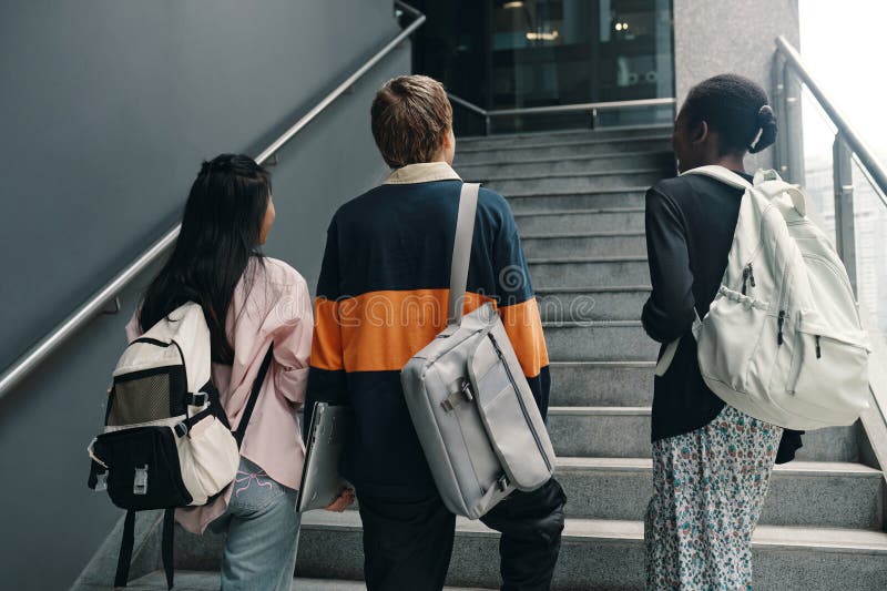 Students Walking in College Corridor Stock Image - Image of teenager ...