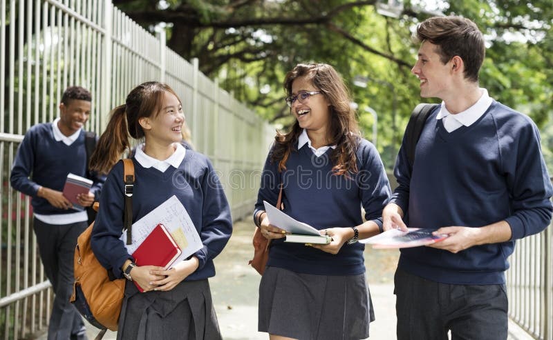 Students Walking Talking Smiling Together Stock Photo - Image of ...