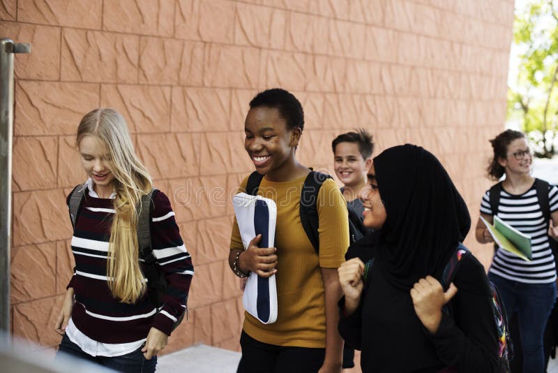 Students Walking and Talking Togetherness Stock Image - Image of ...