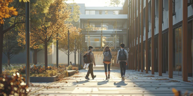 Students Walking To Class on a Sunny Day. Created by Generative ...