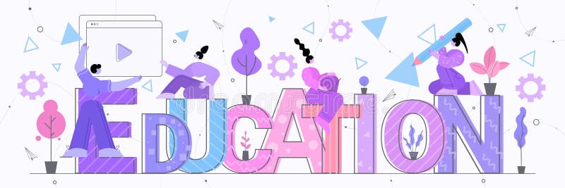 Students Watching Online Course Online Education Concept Horizontal ...