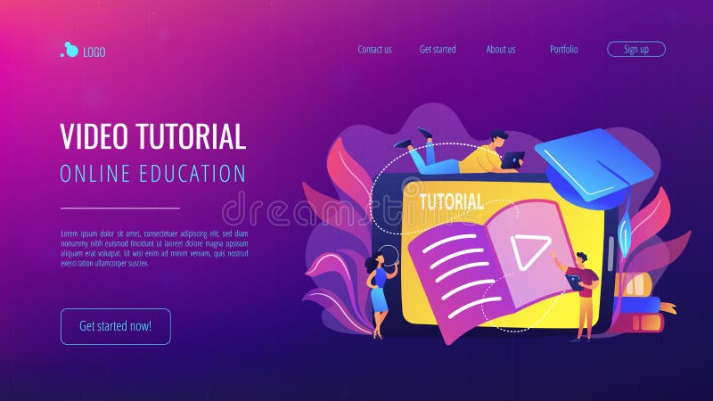 Video Tutorial Concept Landing Page. Stock Vector - Illustration of ...