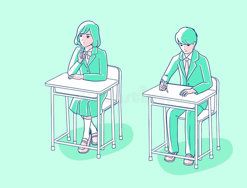 Students Wearing a School Uniform Taking Classes at School Stock Vector ...