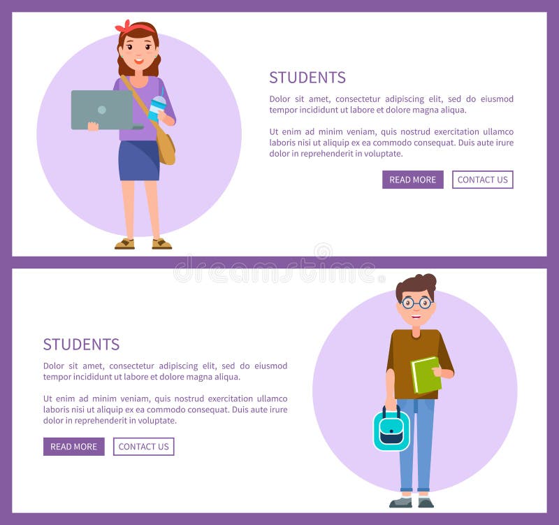 Students Web Pages Design with Push Buttons Online Stock Vector ...