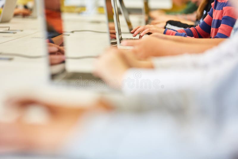 Students Work on the Internet on the Laptop Stock Image - Image of ...