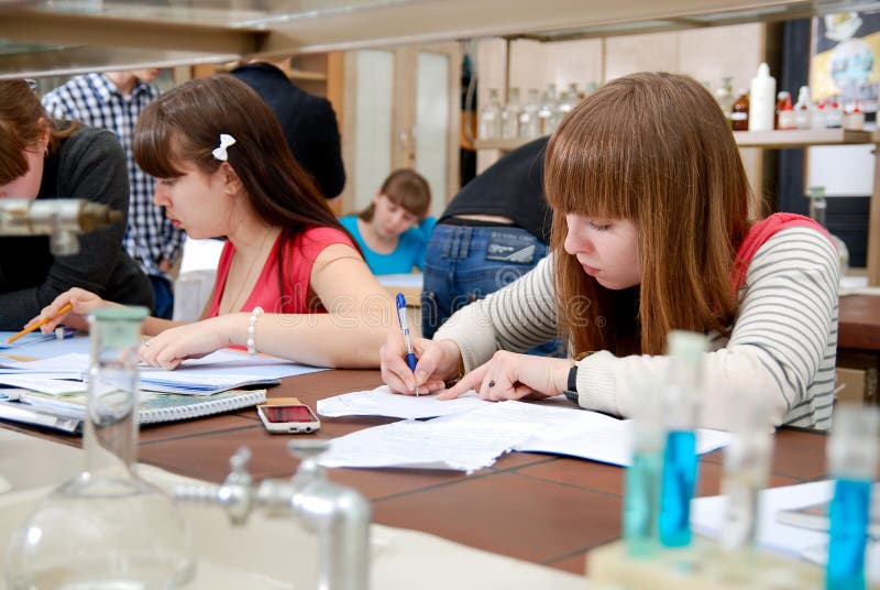 Students at Work in the Laboratory of Chemistry Stock Image - Image of ...