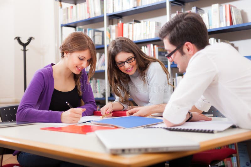 Students at Work in a Library Stock Photo - Image of learn, educational ...