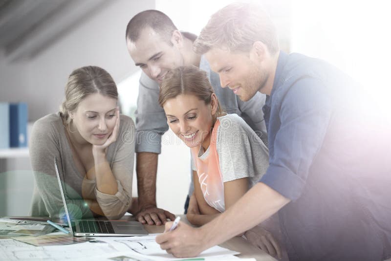 Students Working on a Common Project Stock Image - Image of girls ...