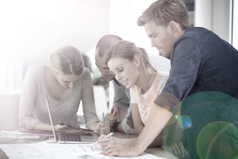 Students Working on a Common Teamwork Project Stock Photo - Image of ...