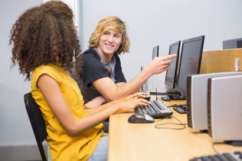 Students Working on Computer in Classroom Stock Image - Image of ...