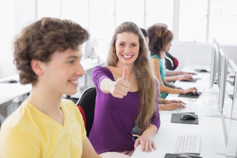 Students Working in Computer Room Stock Image - Image of cool ...