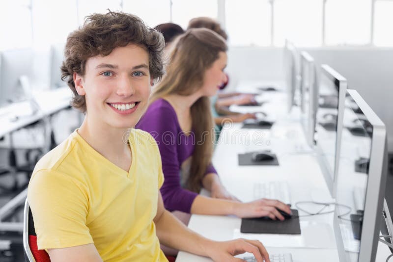 Students Working in Computer Room Stock Photo - Image of classroom ...