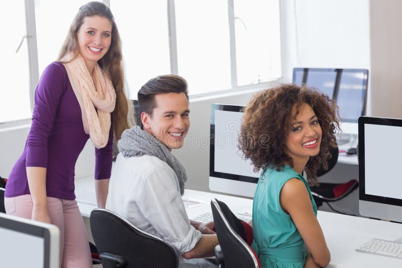 Students Working in Computer Room Stock Image - Image of female ...