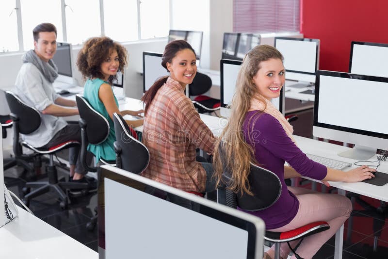 Students Working in Computer Room Stock Photo - Image of knowledge ...