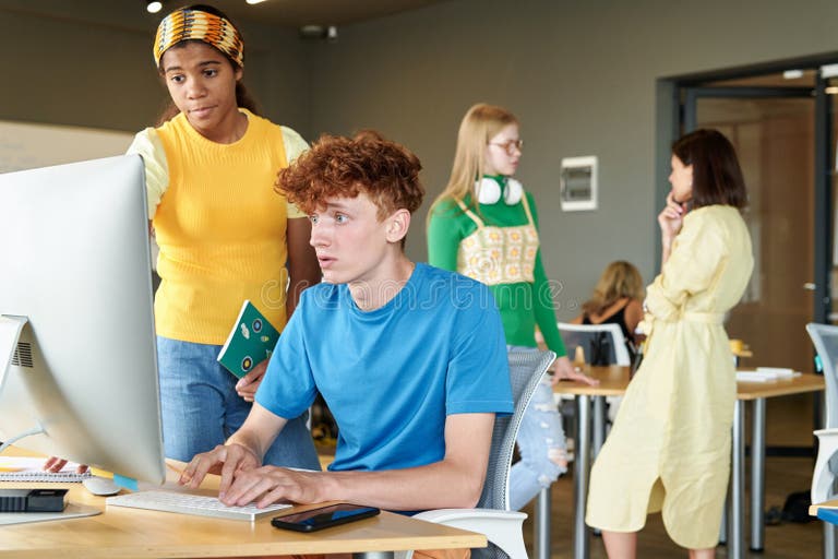 Students Working with Computer Software Together Stock Photo - Image of ...