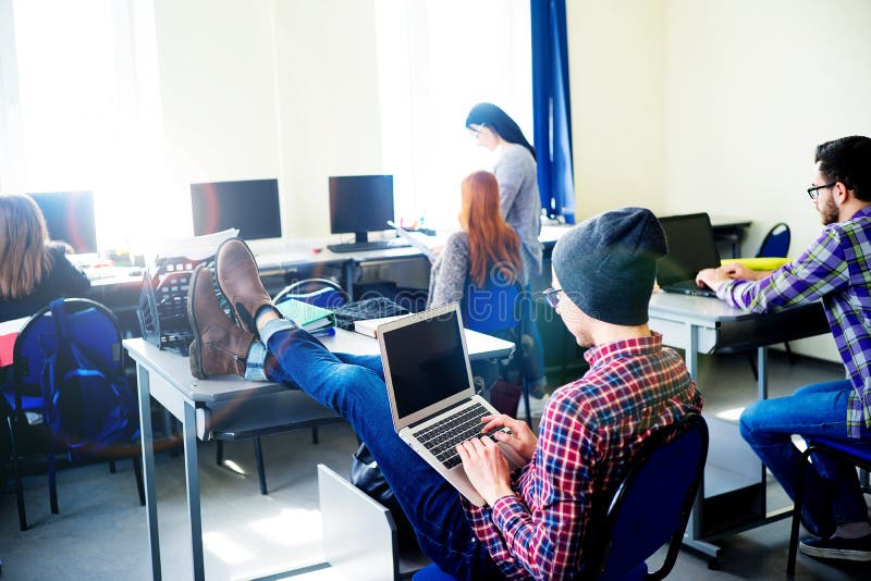 Students Working on Computers Stock Image - Image of happiness ...