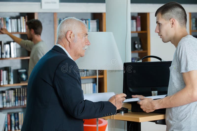 Students Working on Computers in Library Stock Image - Image of senior ...