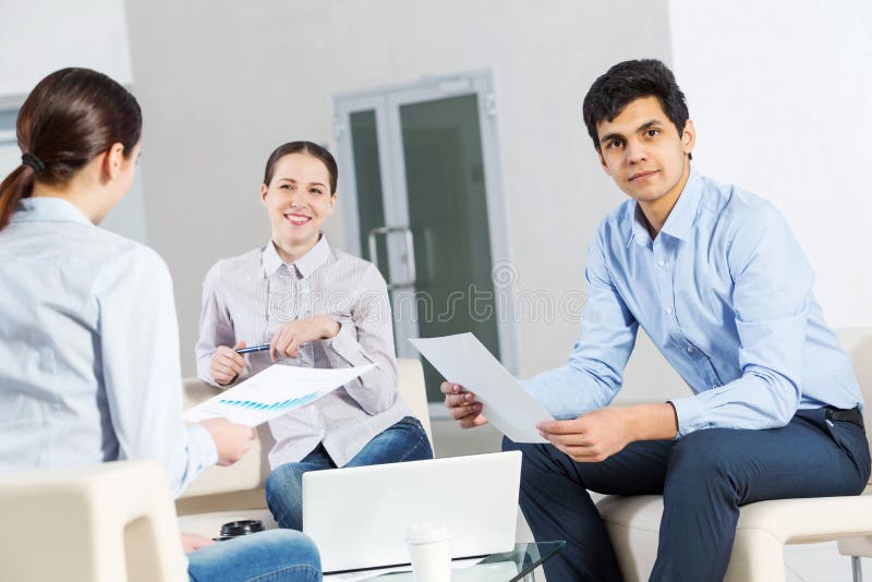 Students Working in Cooperation Stock Photo - Image of three, group ...