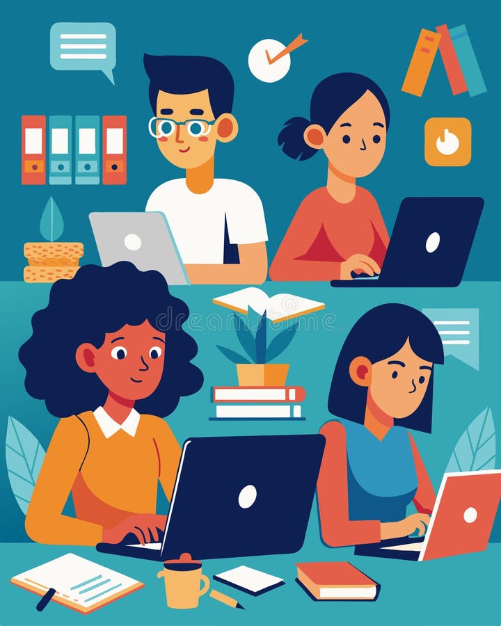 Students Working Independently on Their Own Laptops Practicing Their ...