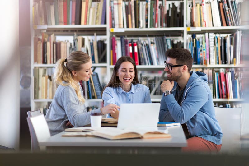 Students Working in the Library at Campus Stock Image - Image of ...