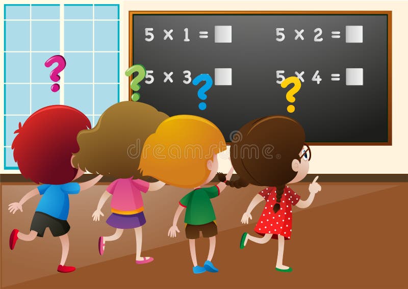 Students Working Out Math Problem in Class Stock Vector - Illustration ...