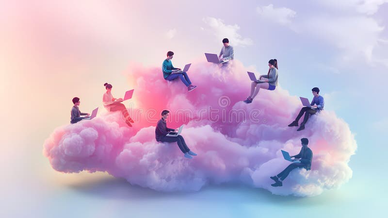 Students Working Remotely Using Cloud Computing Technology Stock ...