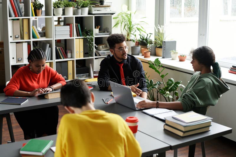 Students Working in Team at Class Stock Photo - Image of wireless ...